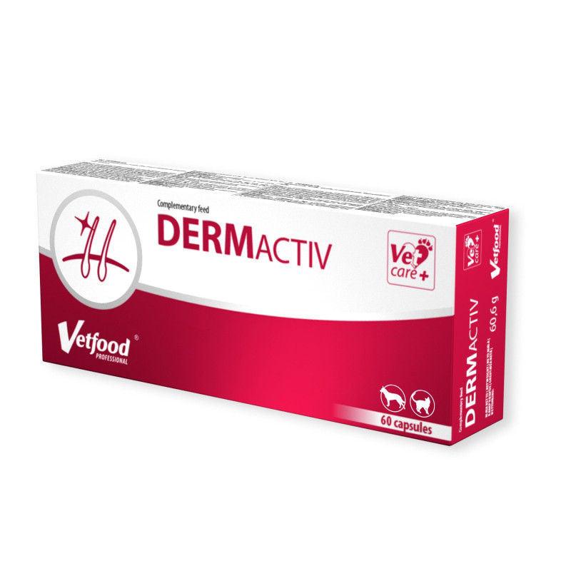 Vetfood DERMActiv - 60 kaps. - preparat na skórę i sierść dla psów, kotów